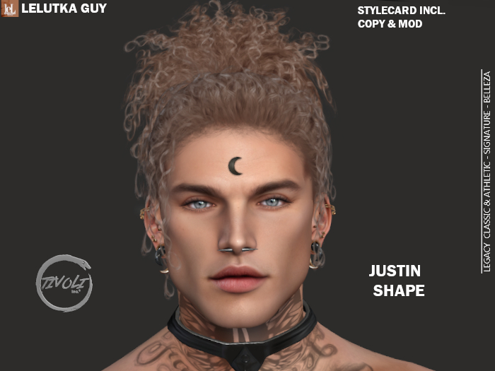 Second Life Marketplace - - Tivoli Inc - JUSTIN bento Shape For Lelutka GUY head + body ...